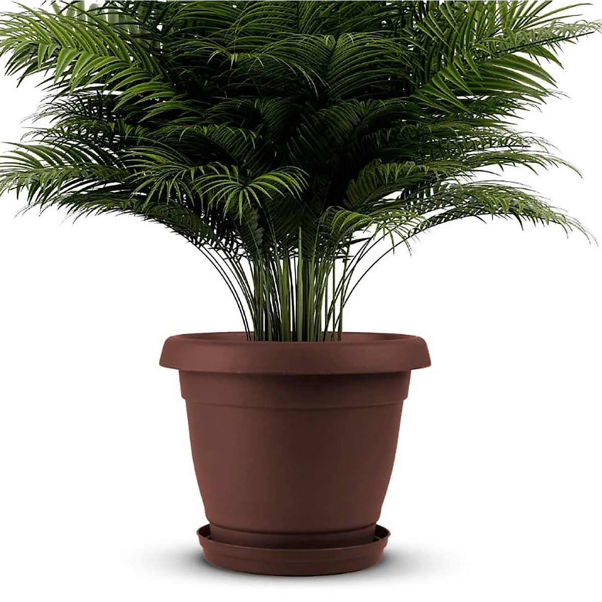 Planter 22" - Classic Line, 3 Pack, Planter Brown, Round Classic Planter, X-Small Plastic Plant Pot for Indoor Outdoor, Plants Flowers, Planters, Planting pots and Watering Tray.