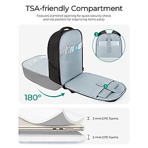 Travel Backpack for Men, BAGSMART 35L Carry On Backpack Flight Approved for Weekend Trip, Women/Mens Laptop Backpack for Work Commuter School with 17.3 inch Laptop Compartment & Water-resistant, Black