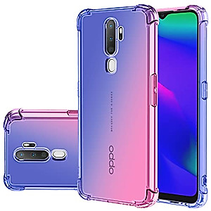Gufuwo Case for Oppo A9 2020/OPPO A11X/OPPO A5 2020/OPPO A11 Cute Case Girls Women, Gradient Slim Anti Scratch Soft TPU Phone Cover Shockproof Protective Case for Oppo A9 2020 (Blue/Pink)