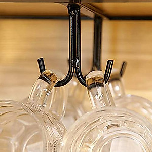 Drstarful Under Cabinet Hooks for Mugs, 16 in 1 Large Coffee Bar Mug Rack, Under Shelf Durable Metal Mug Hanger Holder for Coffee Cup Display, Hanging & Drying, Easy to Mount, Screws Included