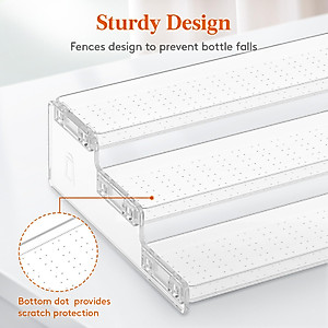 Lifewit Plastic 2 Pack 3-Tier Spice Rack, Clear Spice Organization for Cabinet, Counter, Organizer Shelf for Condiment, Seasoning, Syrup, Liquor, Medicine and Perfume for Kitchen, Pantry, Bar, Bath