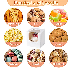 BOOMIBOO 50 Pack Individual Cupcake Containers, Cupcake Boxes with Window, Food Grade Cupcake Holders with Inserts, Stackable Deep Cupcake Carrier (White)