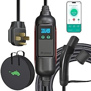 Youwoauto Level 2 EV Charger (40Amp, 240V, NEMA 14-50Plug) Portable EV Charger Works with All NACS EVs, 10KW EV Charger Level 2 Electric Vehicle Charger with 16.4 ft Cable, Fits Home & Outdoor Use