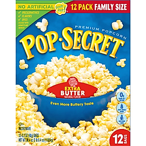 Pop Secret Popcorn, Extra Butter, 3.2 Oz Bags, 12 Ct