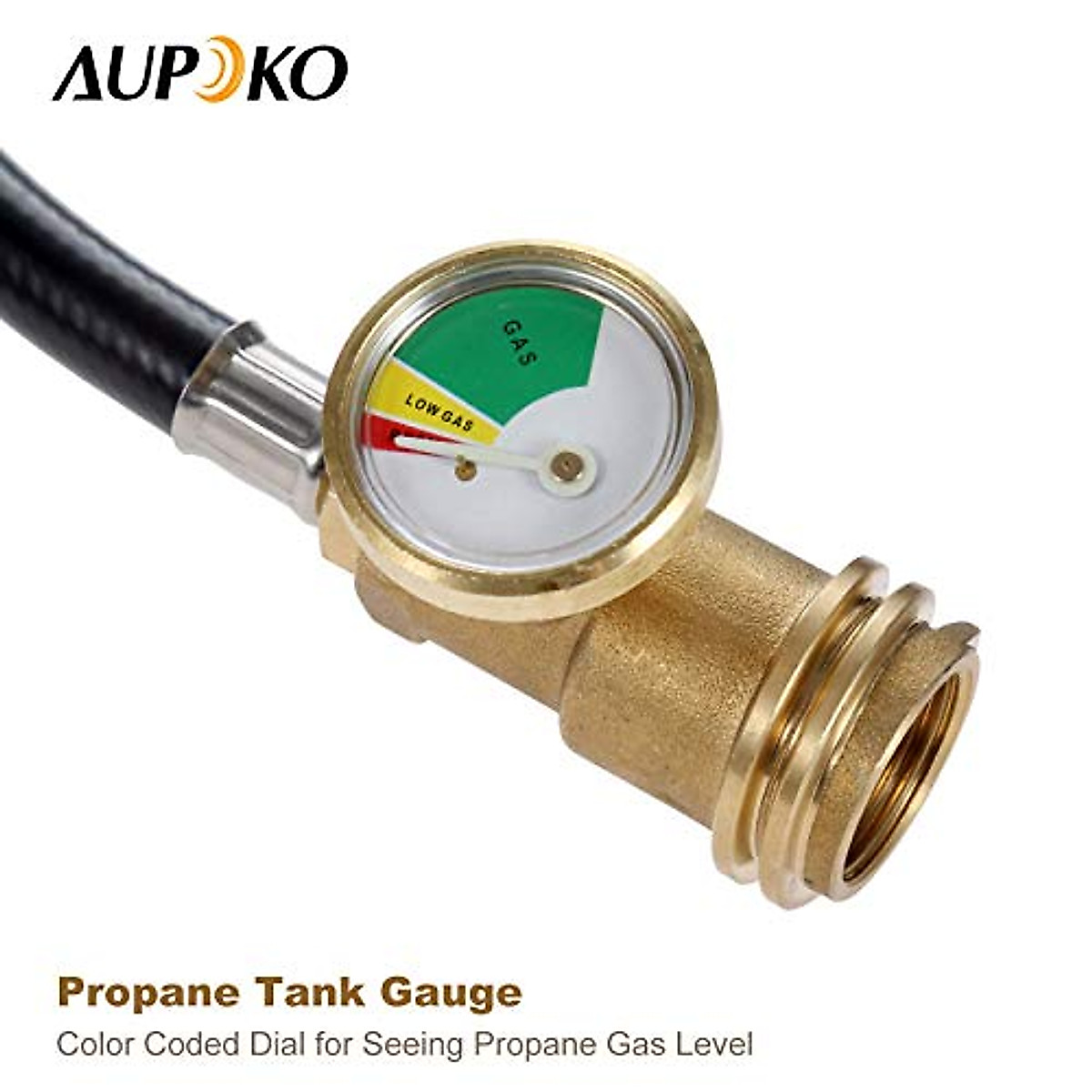 Aupoko 12 FT Propane Tank Extension Hose, Universal Propane Extension Include Propane Tank Adapter and Gauge, Leak Detector for Gas Grill, Heater and All Other Propane Appliances