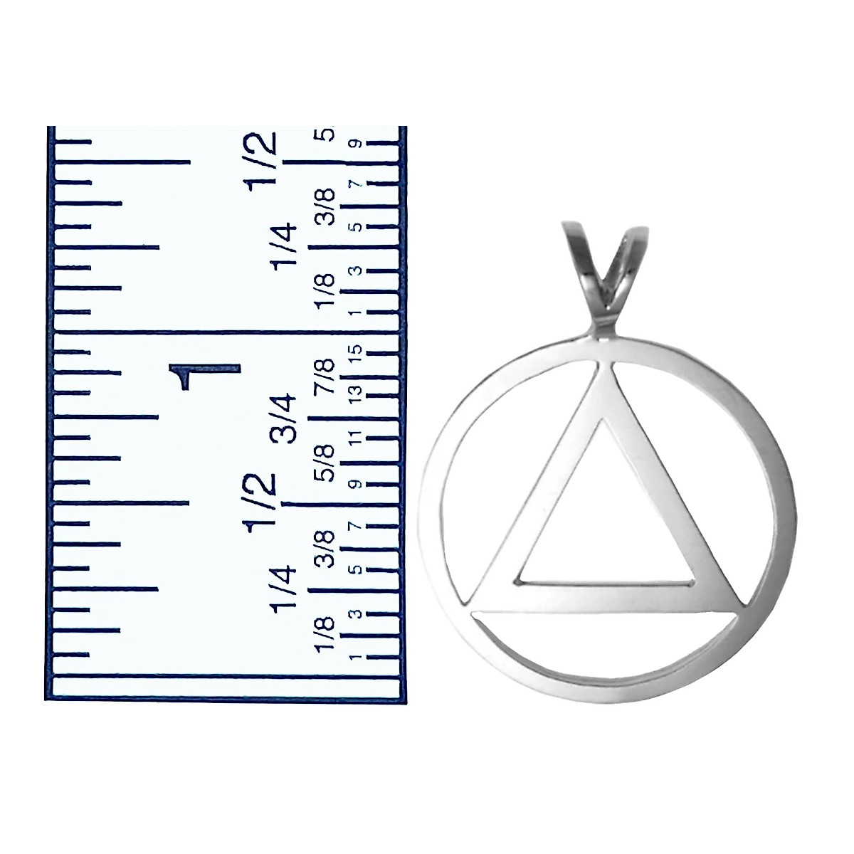 Alcoholics Anonymous (AA) Symbol - Sterling Silver,AA Flat Style Pendant, Large Size