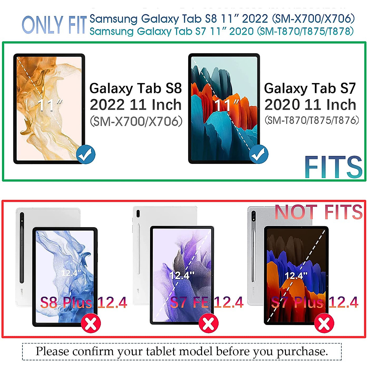 Backlit Keyboard Case for Samsung Galaxy Tab S8 2022/Tab S7 2020 11 inch(Model SM-X700/X706/T870/ T875/T876),Wineecy 7 Colors Light Detachable Wireless Keyboard & PU Folio Stand Pen Holder Cover,Black