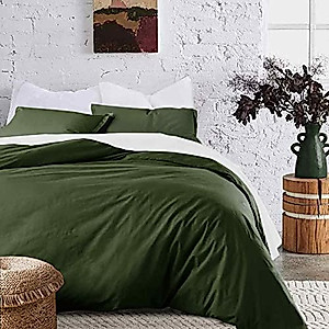 California King Comforter, 3pc Aesthetic Modern Bedding Set Cal King Size, All Season Lightweight Cali King Microfiber Down Alternative Comforter with 2 Pillow Shams for Women Men, Dark Olive Green