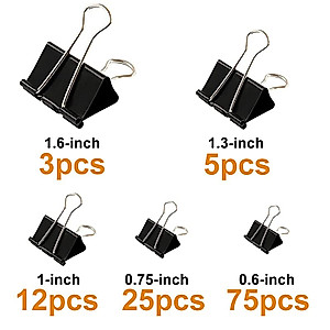Otylzto 120Pcs Binder Clips Assorted Size, Office Clips with Clear Storage Container, Bulldog Clips, Paper Clips, Office Supplies
