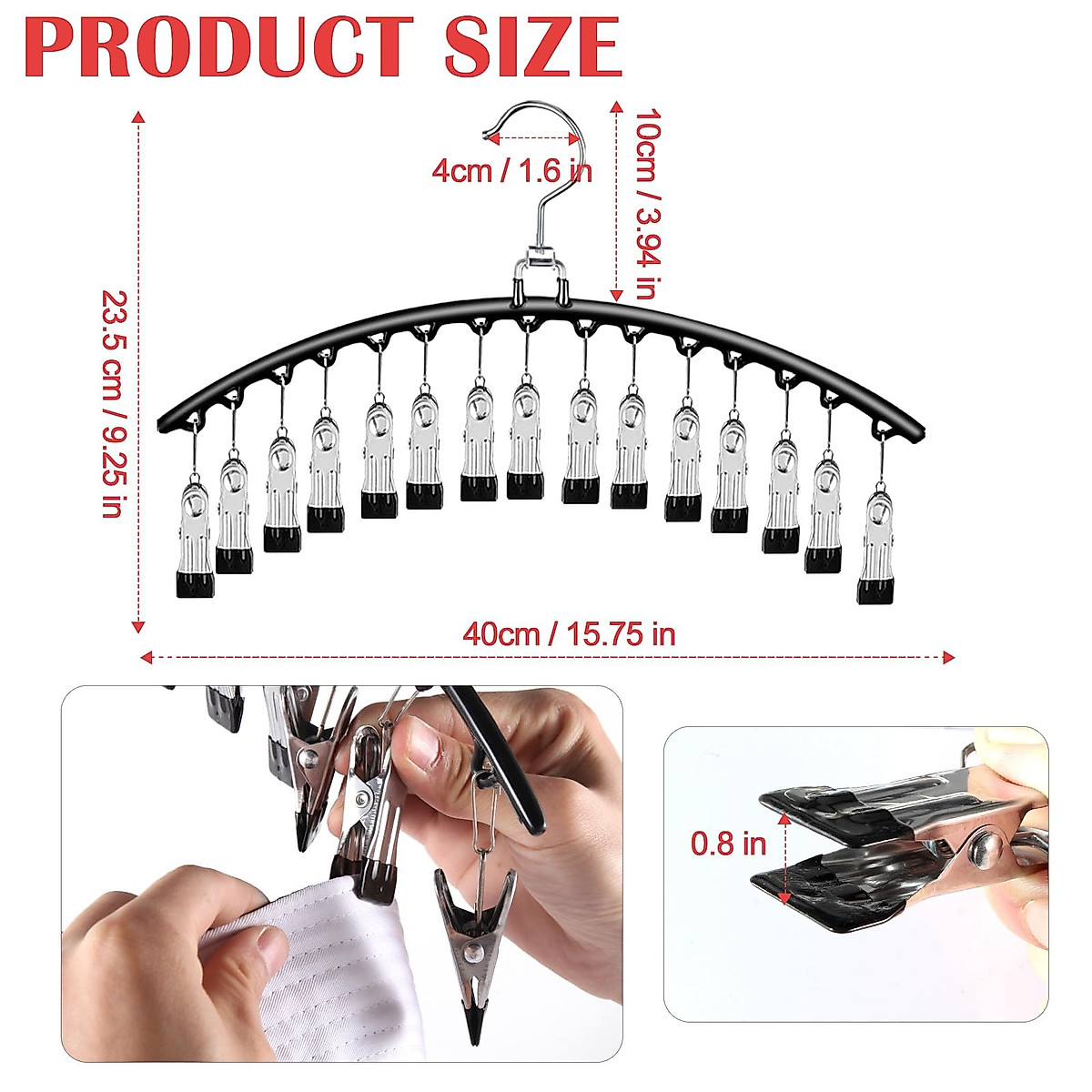 NAKBINX Hat Hanger for Closet, 2 Pack Metal Hat Organizer for Baseball Caps, 360° Rotation Hangers Space Saving with 30 Rubber Coated Clips, Foldable Hat Rack, Organizer&Display for Legging/Pant