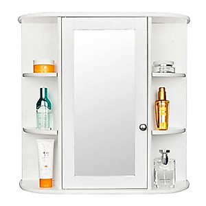 Home Bathroom Wall Mount Cabinet Storage Shelf Over Toilet w/Mirror Door