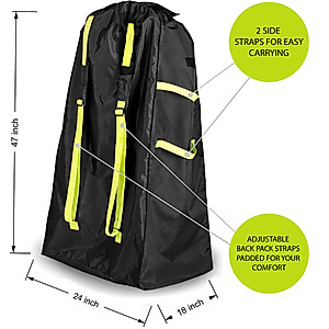 VolkGo Gate Check Bag for Single Umbrella Strollers & Double Stroller Bag for Airplane Travel, Water-Resistant, for Safe & Secure Stroller, Easy Carrying, Includes Stretch Pouch, with E-Book