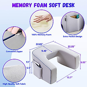 cooloo8 Reading Pillow for Gaming, Extra Large Arm Rest Pillow for Adult, Memory Foam Bed Rest Pillow for Reading, Working, Playing Steam Deck Switch or Sitting in Bed Floor Sofa(Grey)