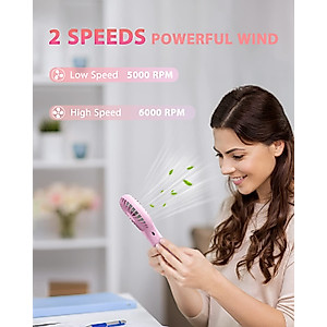 TriPole Mini Handheld Fan 5000mAh Battery Operated Small Fan 2 Speeds Powerful Personal Portable Fan USB Rechargeable Electric Fan for Eyelash Makeup Girls Women Summer Wedding Outdoor Travel, Pink