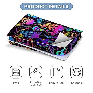 AoHanan Mushrooms and Skulls 5 Skin Controller Accessories Cover Skins Anime Vinyl Cover Sticker Full Set for 5 Disc Edition