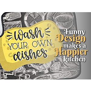 Dish Drying Mat for Kitchen Counter, Best Housewarming & Kitchen Gifts for New House, 16"x22",Absorbent Microfiber, Comes with Faucet Splash Catcher, Unique Design, Gift Box Ready-Wash Dishes