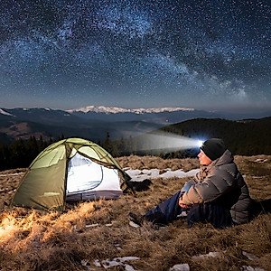 SATINIOR 12 Pcs 5 LED Light Beanie Hat Headlamp Unisex Winter Knitted Cap with Light Gifts for Men(Black)