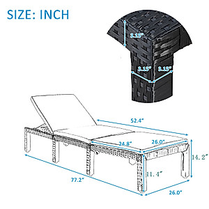 LZ LEISURE ZONE Patio Chaise Lounges, Patio Furniture Set, Outdoor Adjustable PE Rattan Wicker Chaise Lounge Chair, Patio Sunbed, for Poolside, Porch and Garden (Blue+Black, 1 Piece)