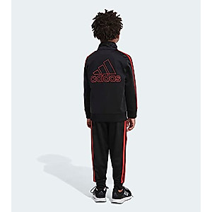 adidas boys 2 Piece Classic Tricot Set Track Pants, Black With Scarlet, 9 Months US