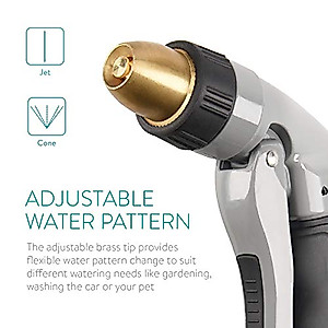 Navaris Garden Hose Nozzle Spray - High Pressure Metal Water Gun Sprinkler with Ergonomic Trigger for Lawn, Gardening, Car Washing, Watering Plants