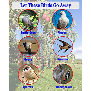 Whtawtaw 2 Rolls 328 FT Bird Scare Tape Ribbon, Deterrent Visual Audible Reflective Tape to Keep Away Birds, Holographic Double Sided Flash Tape for Outdoor, Garden, Balcony