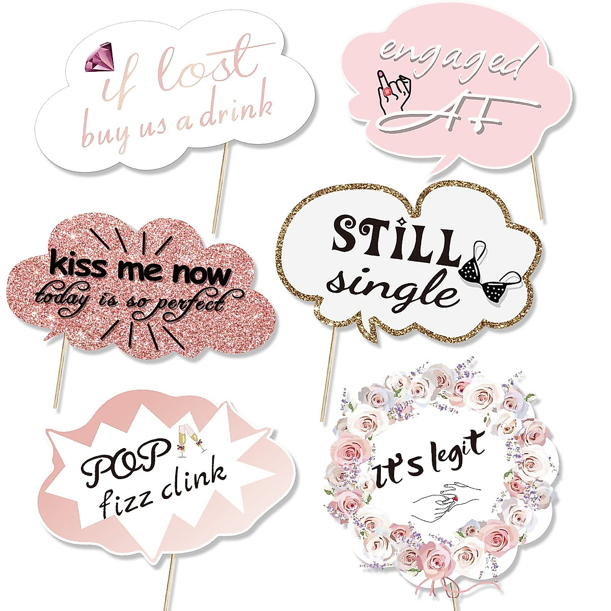 Zayvor Bachelorette Photo Booth Props with Stick and Strike a Pose Sign, Rose Gold Future Mrs Party Decorations, Bride to Be, Bridal Shower Girls Night Out Selfie Props Games Accessories,43 Count