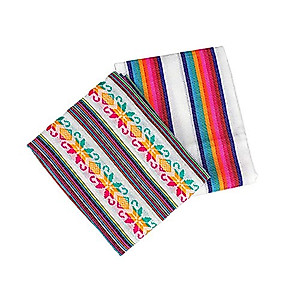 2 Yards Mexican Fabric, White Fabric by The Yard, Mexican Embroidered, Fiesta Decoration, Cinco de Mayo, Tela Mexicana.