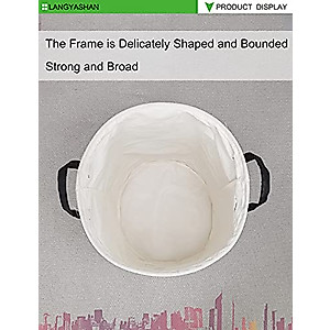 LANGYASHAN Laundry Basket Canvas Fabric Collapsible Organizer Baskets for Storage Bin Toy Bins Gift Baskets Bedroom Clothes Children Nursery Hamper (Danceing Unicorn)