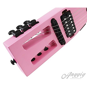 Anygig Electric Guitar Practice Portable Travel 82CM 1.6KG Pink Matte 25.5" Full Scale with Gigbag Right Handed