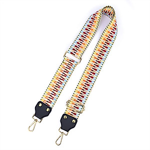 LIFEMATE Wide Bag/Purse Strap Replacement Crossbody Shoulder For Women Adjustable Jacquard Woven Cotton Guitar Strap Banjo Strap Style (Style 6)