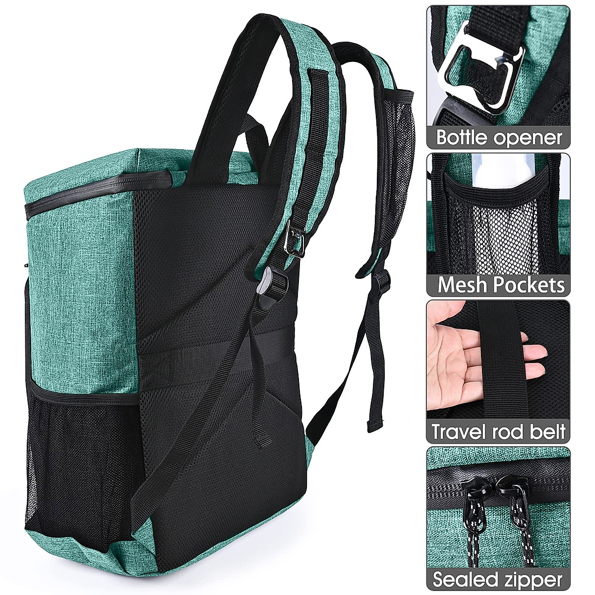 BAGLHER Leakproof Backpack Cooler - Insulated Soft Cooler Bag for Men and Women, Lightweight Lunch Box Backpack Cooler for Camping and Outdoor Adventures Green