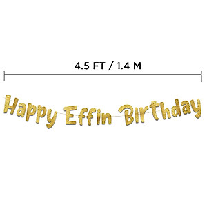 Funny Birthday Gold Glitter Banner – Happy Birthday Party Supplies, Ideas, and Gifts – 21st, 30th. 40th, 50th, 60th, 70th, 80th Adult Birthday Decorations