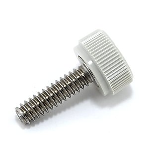 #6-32 x 1/2" Thumb Screw Stainless Steel - Gray Knurled Round Plastic Knob - Standard/Coarse Thread Thumbscrew - Length: 0.500" - Proudly Built in USA - Package of (25)