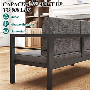 GARTOO Outdoor Aluminum 3 Seat Sofa Chair - Patio Furniture 3 Person Sofa with Waterproof Cushions, Modern Outside Weather Resistant Sofa Seat for Balcony, Garden, Poolside