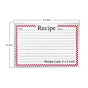 BeeSpring Recipe Card Covers. Clear Vinyl 3 x 5 Inch Kitchen Recipe Card Protectors, 3 x 5 Inch Set of 48