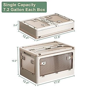 ocharzy Stackable Storage Bins,Collapsible Storage Bins with Lids and Doors,Folding Storage Boxes with Wheels,Plastic Storage Bins for Office,Home Storage