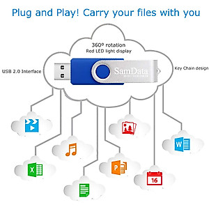 SamData USB 2.0 Flash Drive 32GB, 3 Pack Thumb Drive Swivel Memory Stick External Storage (3 Colors: Blue Green Red)