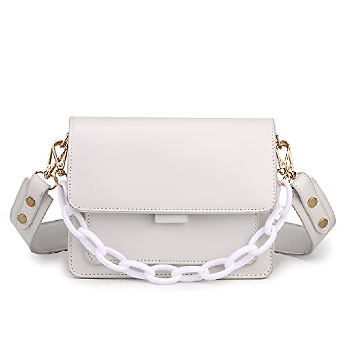 Fashion Purses and Handbags for Womens PU Leather Shoulder Messenger Bags (White)