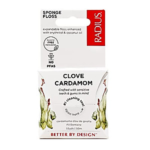 RADIUS Clove Cardamom Dental Floss 55 Yards Vegan & Non-Toxic Oral Care Boost & Designed to Help Fight Plaque Clear - Pack of 2