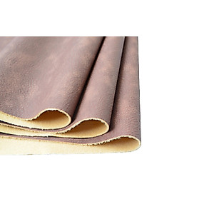 Soft PU Fabric Leather 1 Yard 54" x 36" Pleather，1.1mm Thick Brown Faux Leather Fabric Leather Upholstery Fabric Vinyl Upholstery Material
