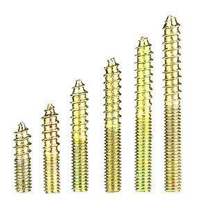 Fafeicy 110pcs M4 Dowel Screws, Woodworking Furniture Connector Double Ended Screw Hanger Bolt Zinc Plating Self Tapping Thread Screw