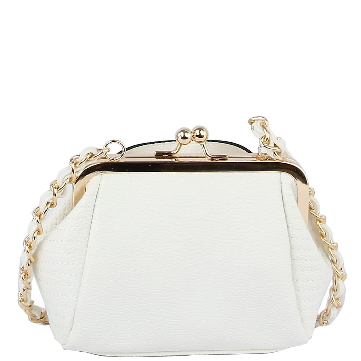 Trendeology Moto Jacket Design Bike Vegan Leather Fringed Saddle Bag Fashion Backpack Purse (Crossbody - White/Gold Chain)