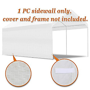 Strong Camel Carport Replacement Sidewall Instant Canopy PE Side Wall,6.4FTx19.7FT (1 Pack Side Wall Only) (White)