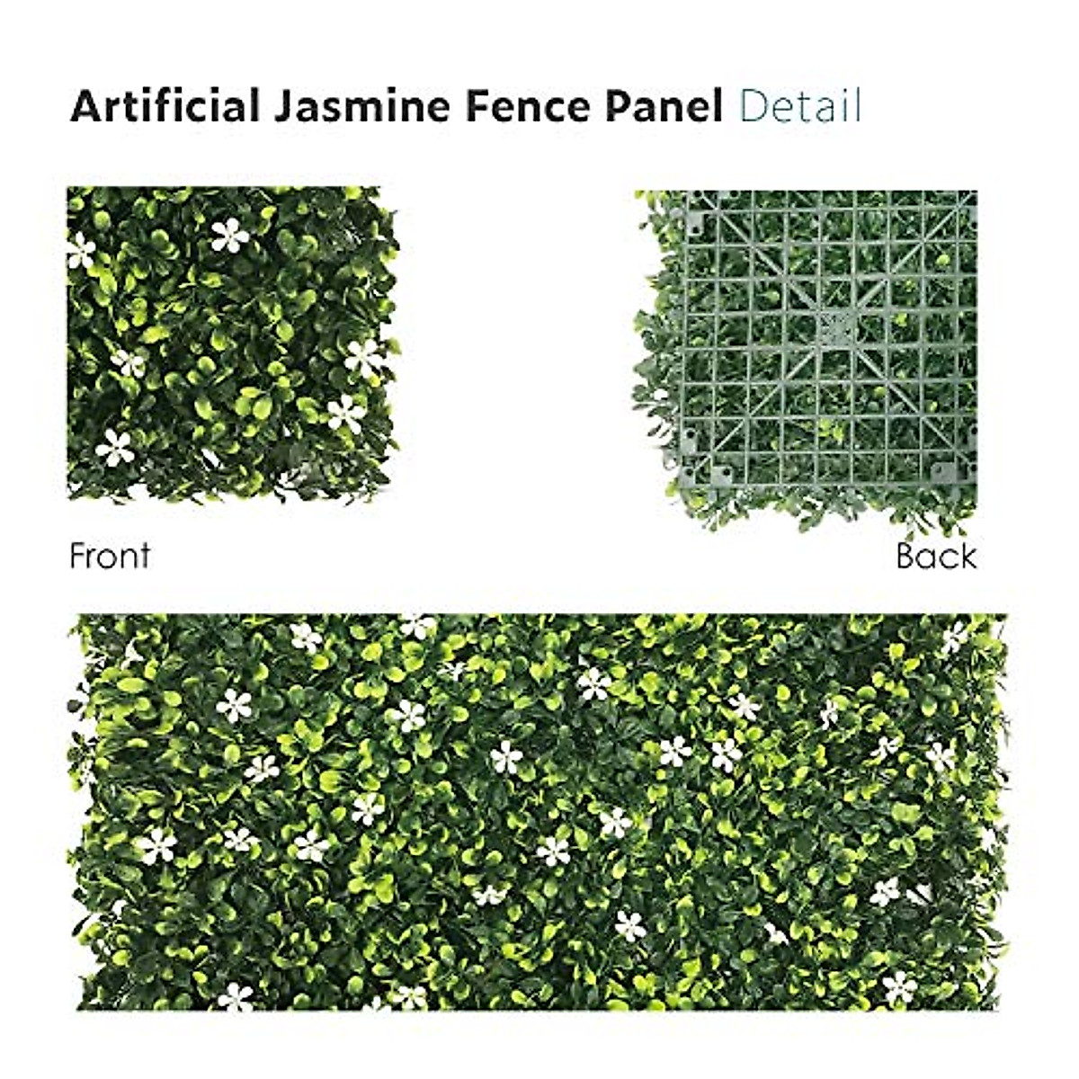 ECOOPTS 20" x 20" Artificial Ivy Fence Greenery Panel Laurel Boxwood Privacy Fence Ivy Screen Decoration for Home Backyard Patio Indoor Outdoor (Jasmine Flower, 6 Pieces)