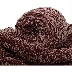 2 Balls Chenille Yarn,Soft Hand Knitting Bulky Chenille Velvet Yarn for Crochet Weaving Home Décor Projects DIY Craft 16oz/500g (35 Brilliant Purple)