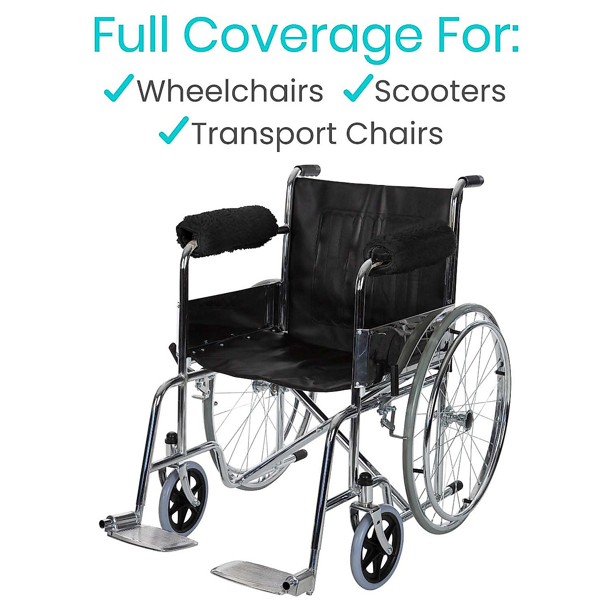 Vive Wheelchair Armrest Cover (Pair) - Memory Foam Sheepskin Pad for Office & Transport Chair - Soft Support Cushion Accessories for Padded Arm Rest, Kids, Adults - Comfort Padding Pressure Relief