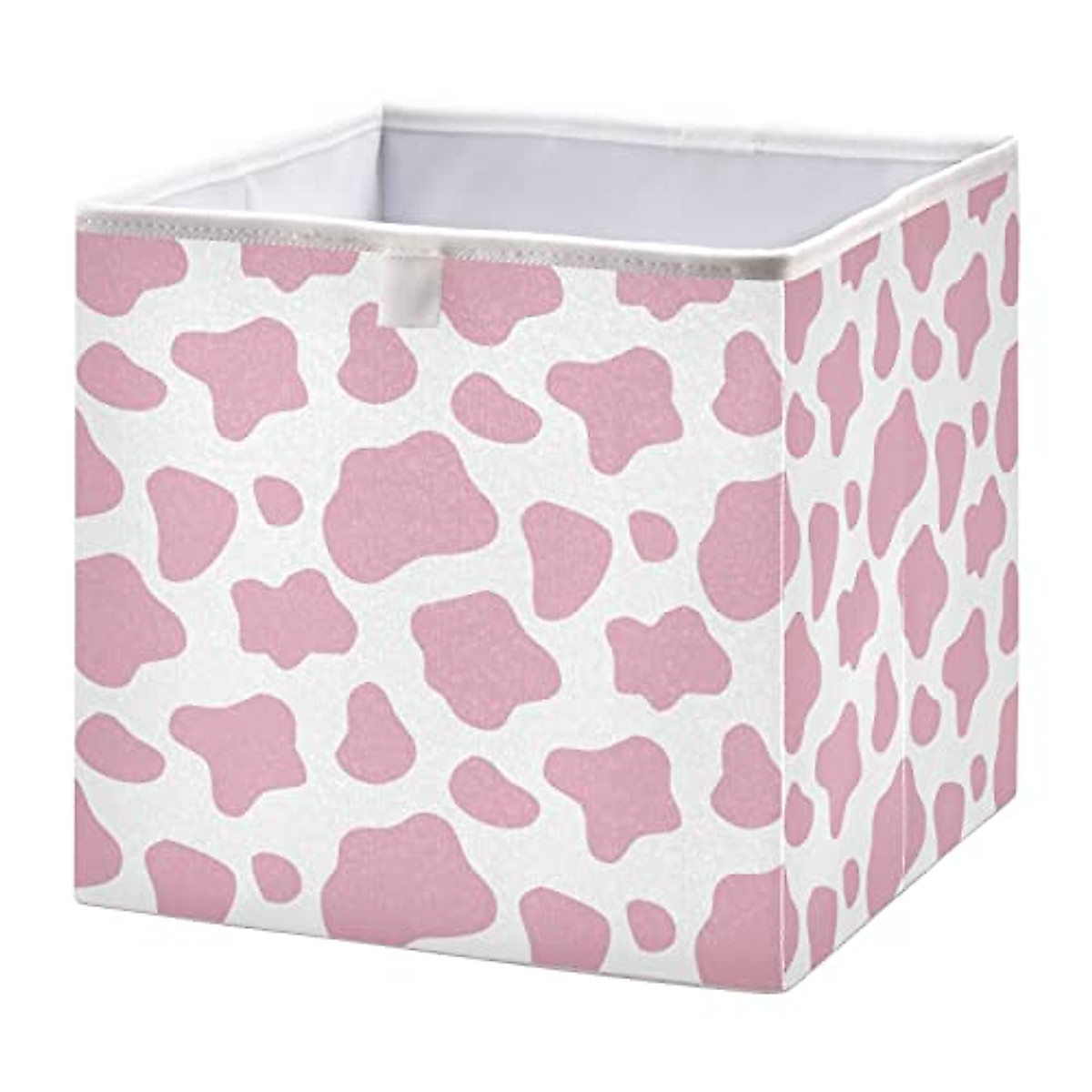 Pink Cow Print Pattern Foldable Cube Storage Bins, 11 x 11 x 11 inches, Fabric Storage Baskets Bins for Nursery,Closet Shelf,Home Organization