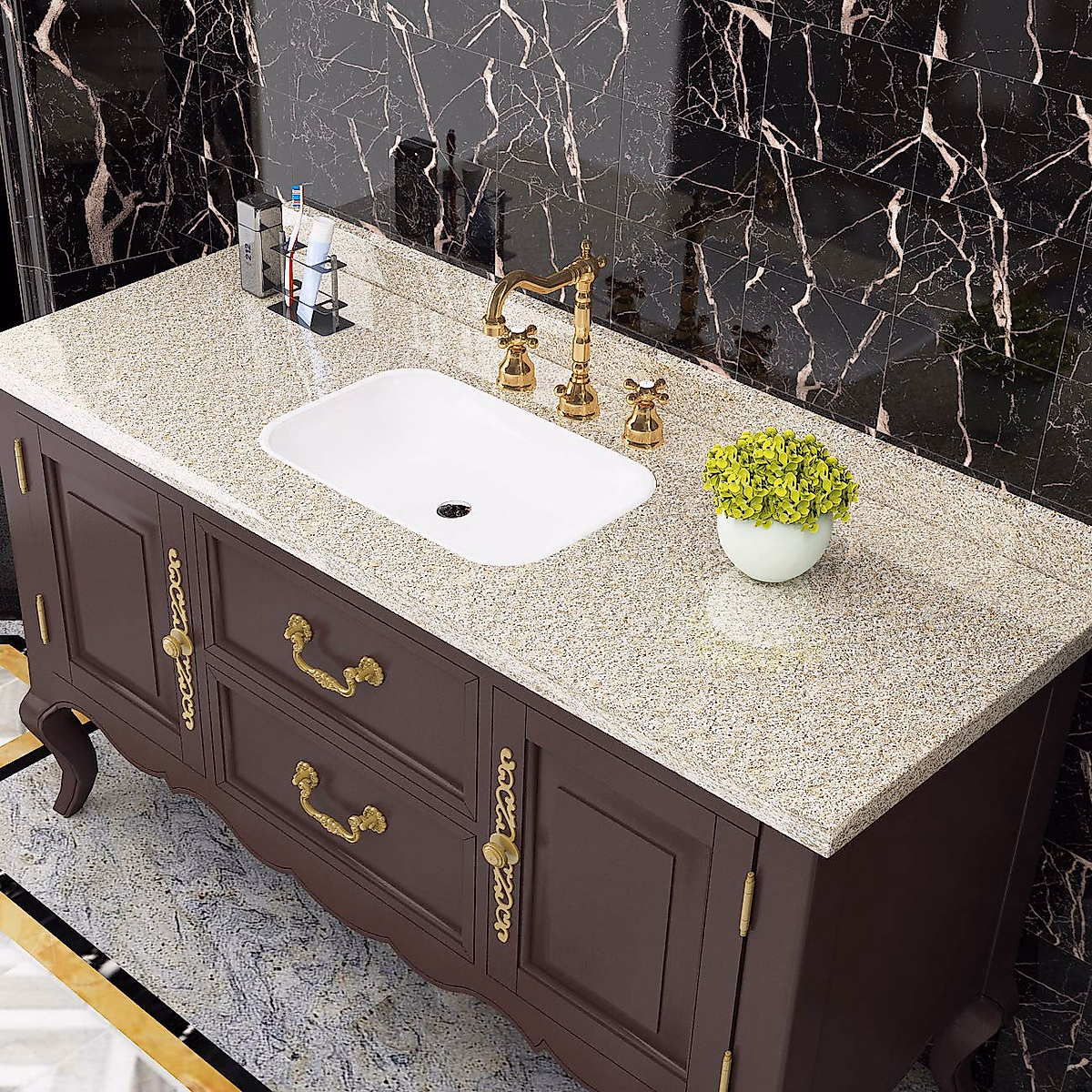 Livelynine Contact Paper for Countertops Beige Granite Wallpaper Kitchen Countertop Peel and Stick Desk Covering Self Adhesive Laminate Counter Top Contact Paper Waterproof Vinyl Wrap 15.8x78.8 Inch