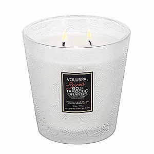 Voluspa Spiced Goji Tarocco Orange Candle | 2 Wick Glass Boxed Hearth | 16.5 Oz | Holiday Scent |All Natural Wicks and Coconut Wax for Clean Burning