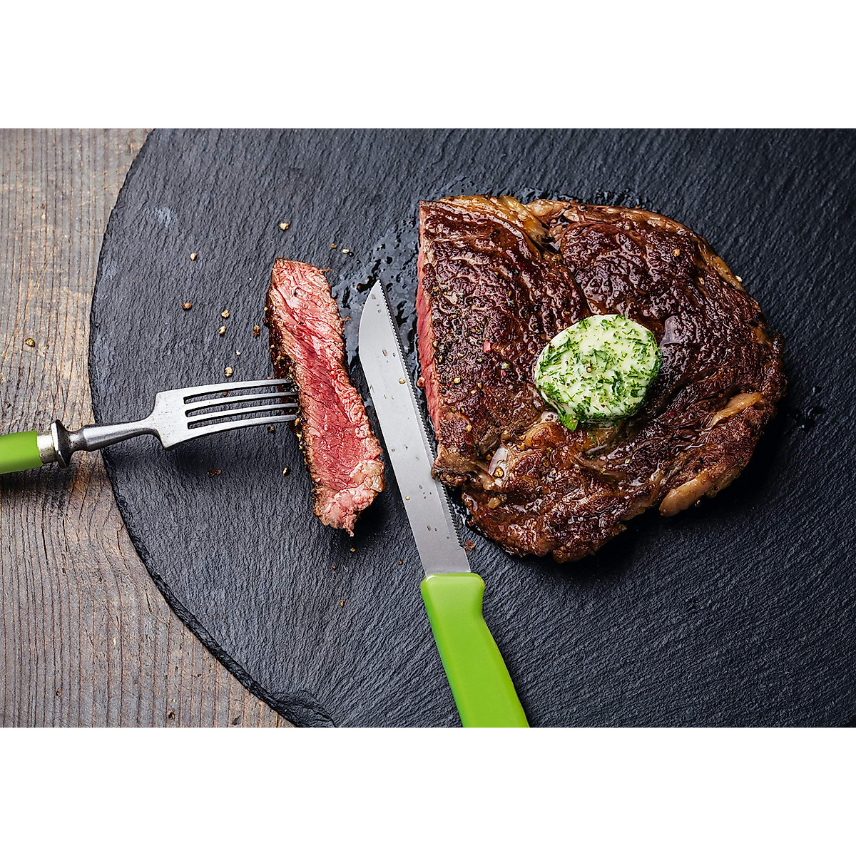 Alfi All-Purpose Knives Aerospace Precision Pointed Tip - Home And Kitchen Supplies - Serrated Steak Knives Set | Made in USA (Classic Black, 12 pack)